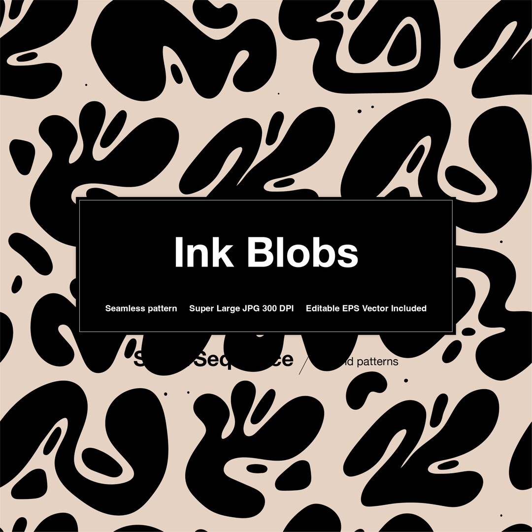 Ink Blobs Illustrated Pattern - Vector Seamless Repeat Pattern ...