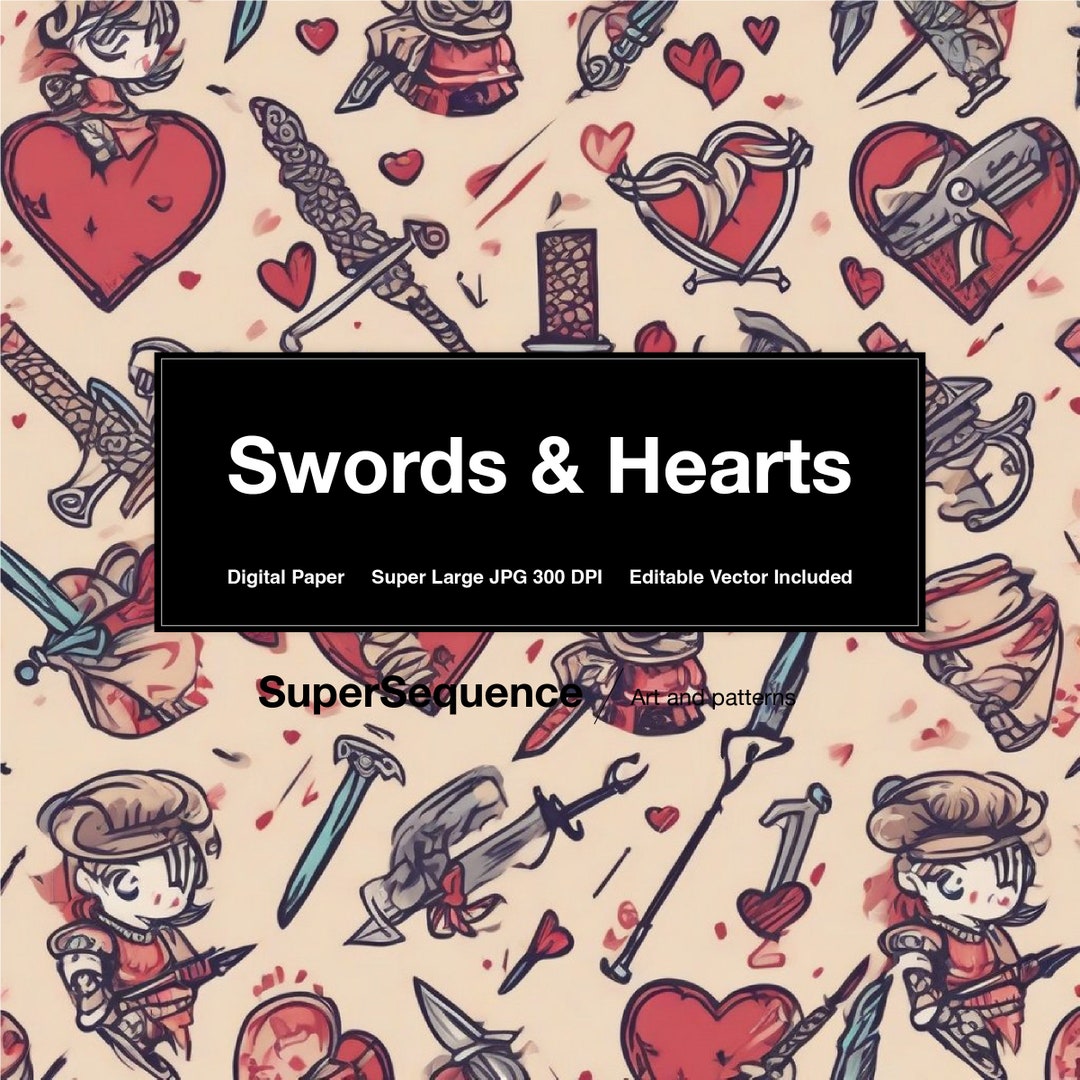 Swords Hearts RPG Fantasy Hand Drawn Art - Illustration, Backgrounds ...