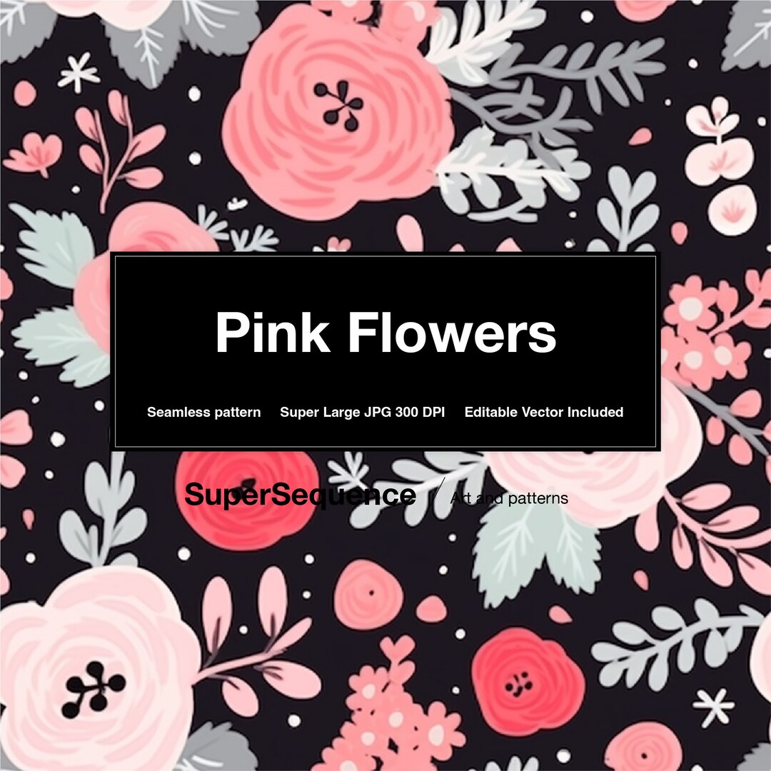 Pink Flowers and Roses Hand Drawn Art - Illustration, Backgrounds ...