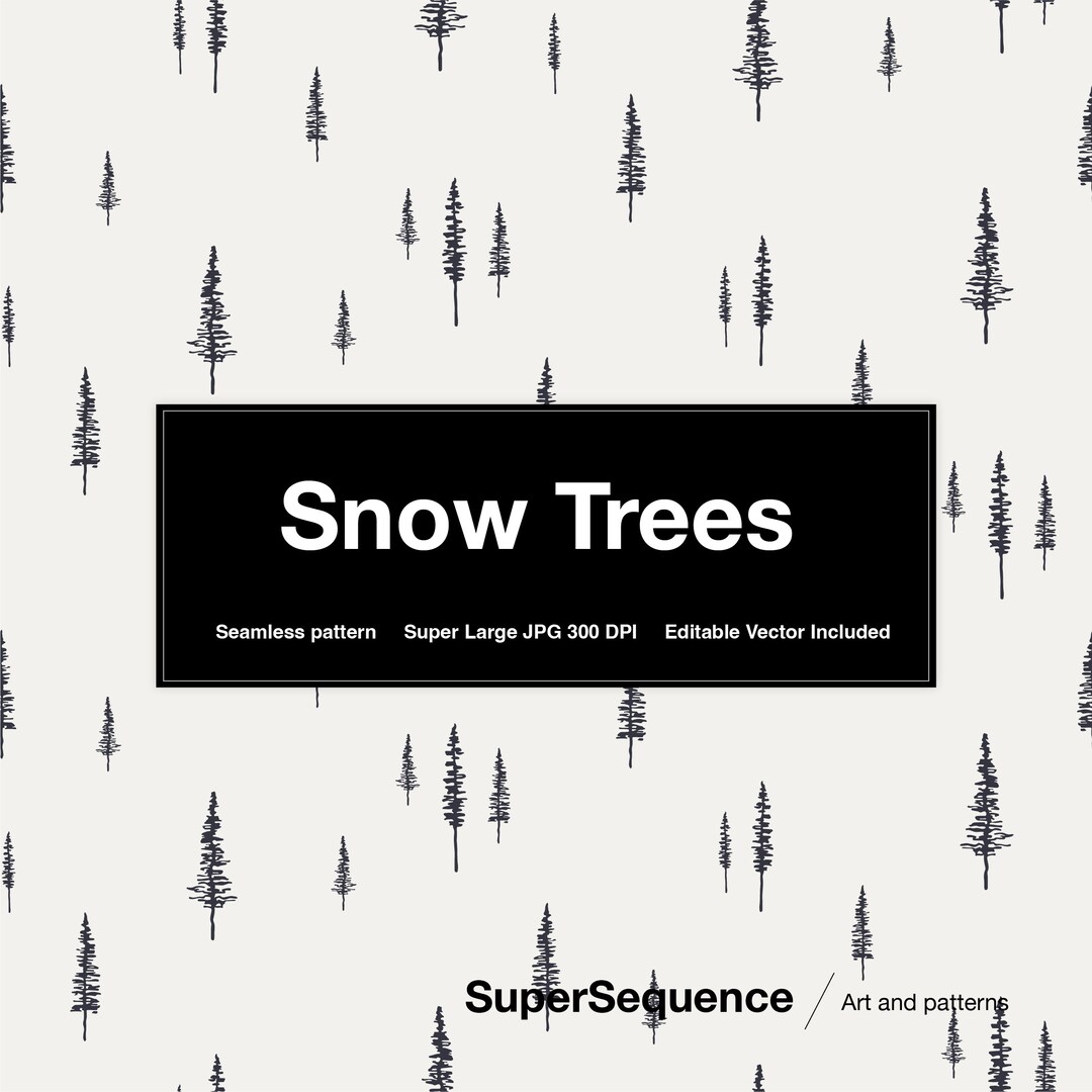 Snow Trees Pattern - Vector Seamless Repeat Pattern, Backgrounds ...