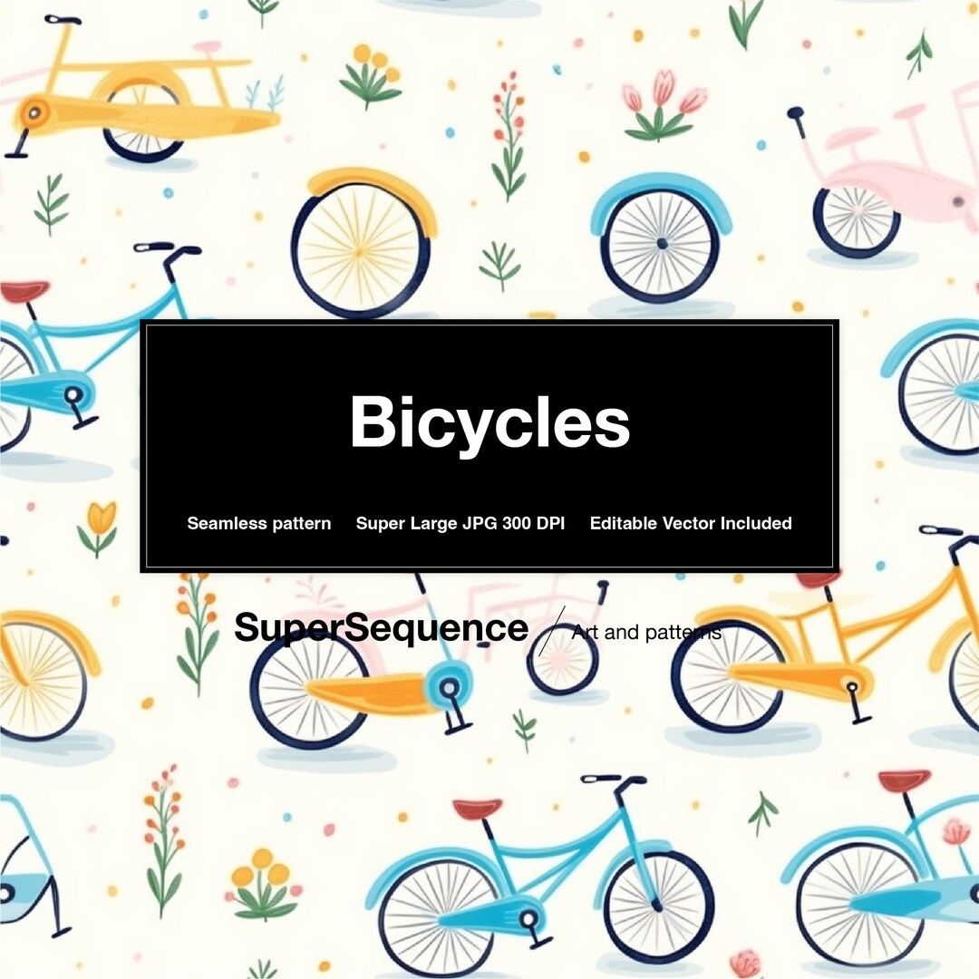 Bicycles 5 Hand-drawn Art Illustration, Backgrounds, Printable Arts and ...