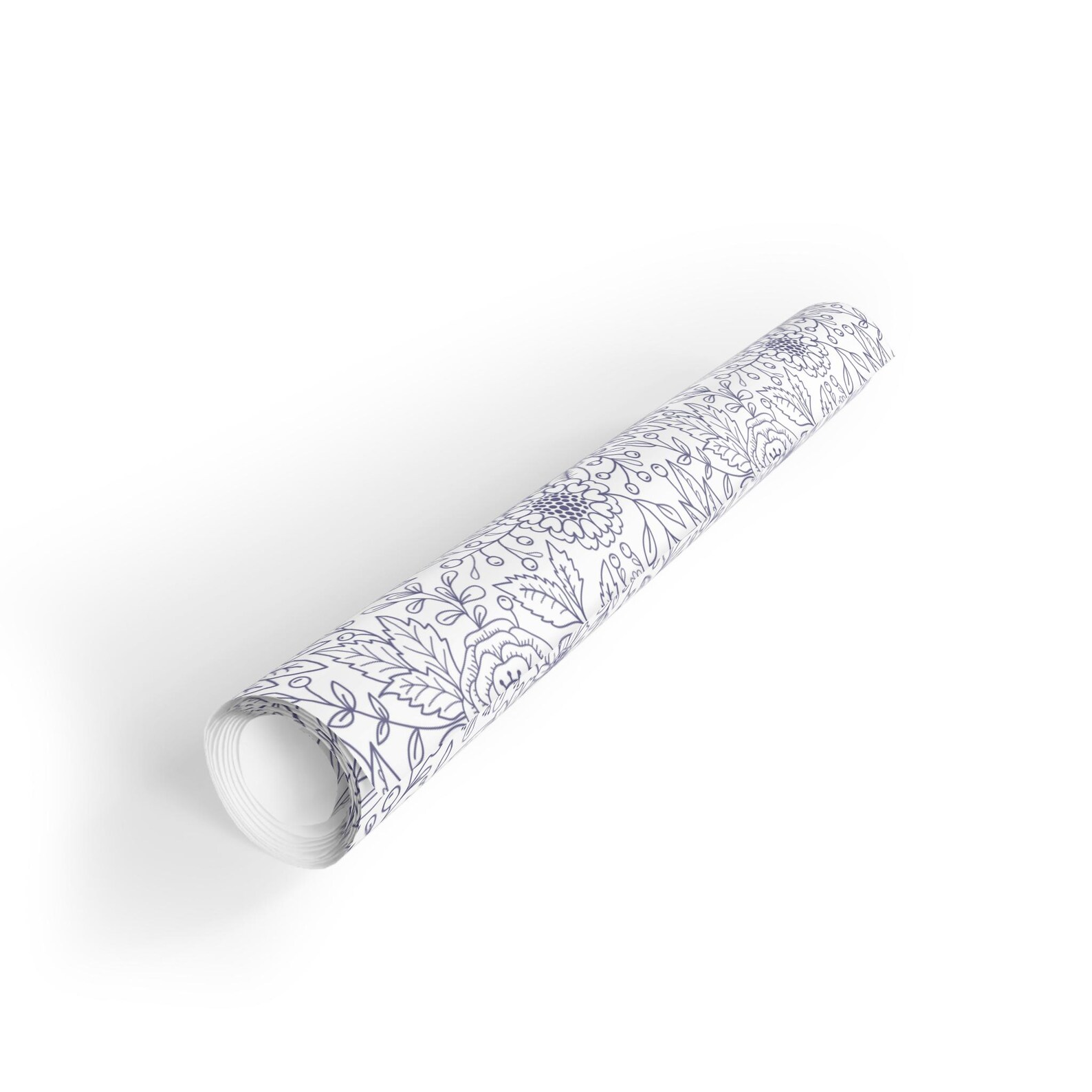 Floral Beautiful Blue Line Art - Wrapping Paper Long Roll 28" X 79 ...