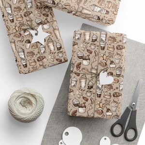 Coffee and Pastries - Wrapping Paper Long Roll 28" X 79" Satin Finish ...