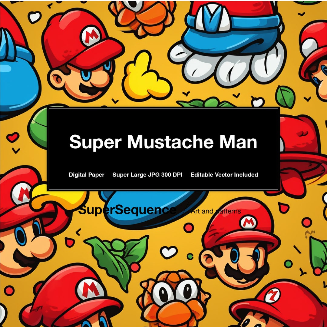 Super Mustache Man Hand Drawn Art - Illustration, Backgrounds ...