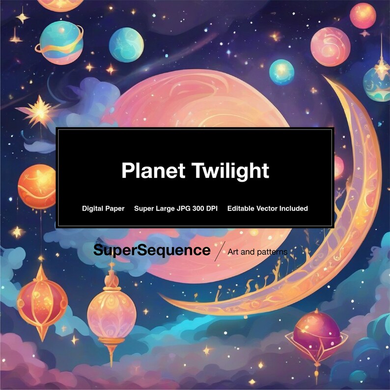 Twilight Planets and Planets Hand Drawn Art - Illustration, Backgrounds ...