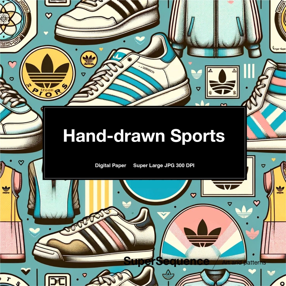 Sports-themed Fitness Hand Drawn Pattern Seamless Repeat Illustration ...