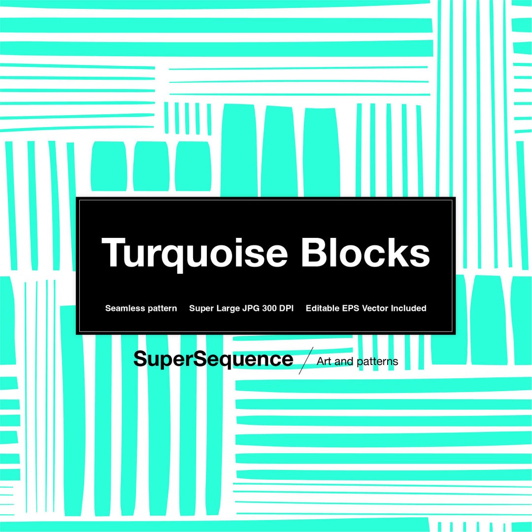 Turquoise Blocks Illustrated Pattern - Vector Seamless Repeat Pattern ...