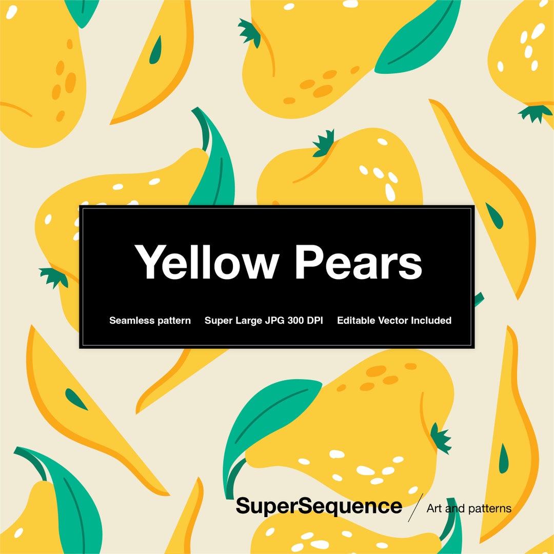 Yellow Pears Pattern - Vector Seamless Repeat Pattern, Backgrounds ...