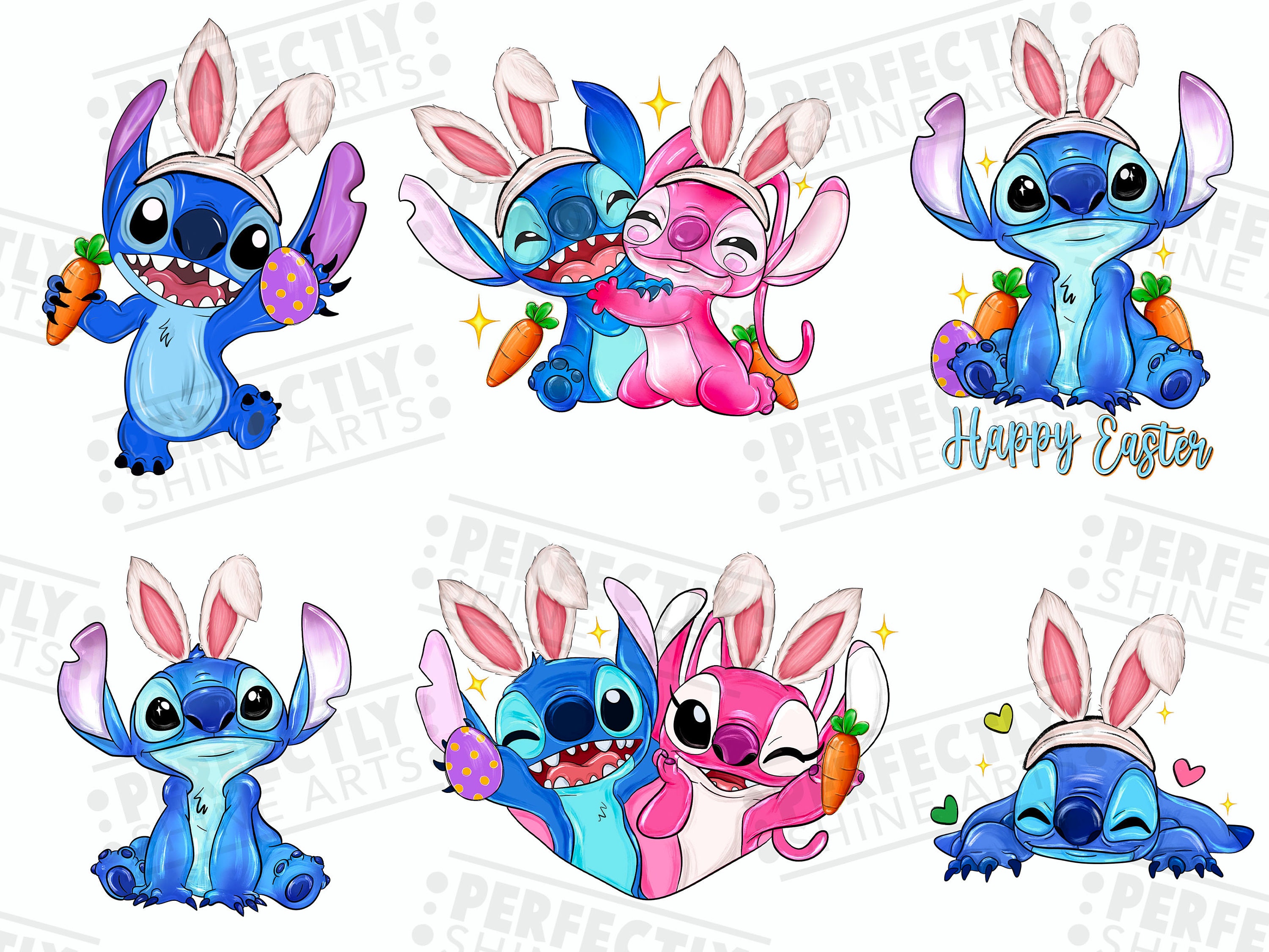 Stitch Easter Bundle, Easter Cartoon Character PNG, Easter Bunny Png ...