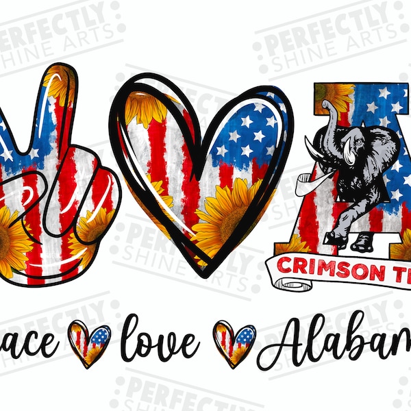 Peace Love Alabama Svg - Etsy