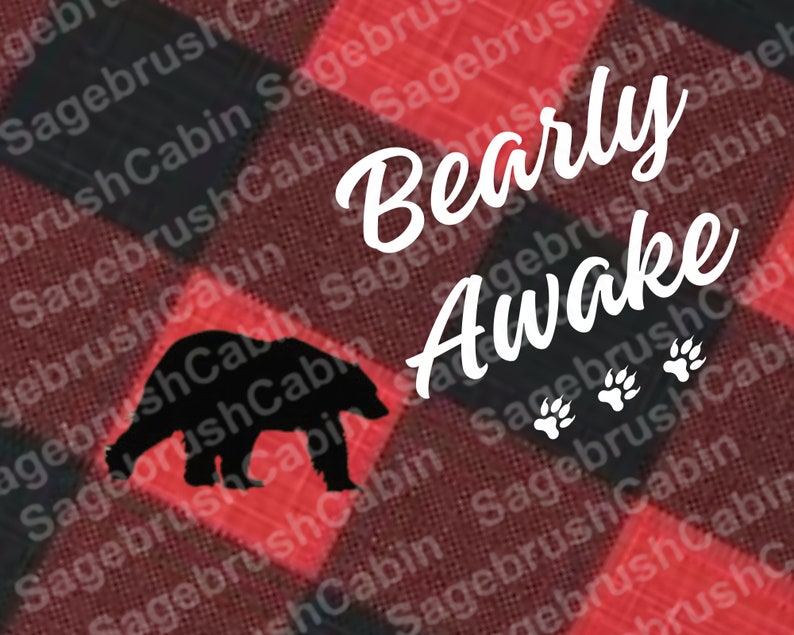 Sign -bear on Buffalo Plaid Background With Sayings. 8x10 Sign ...