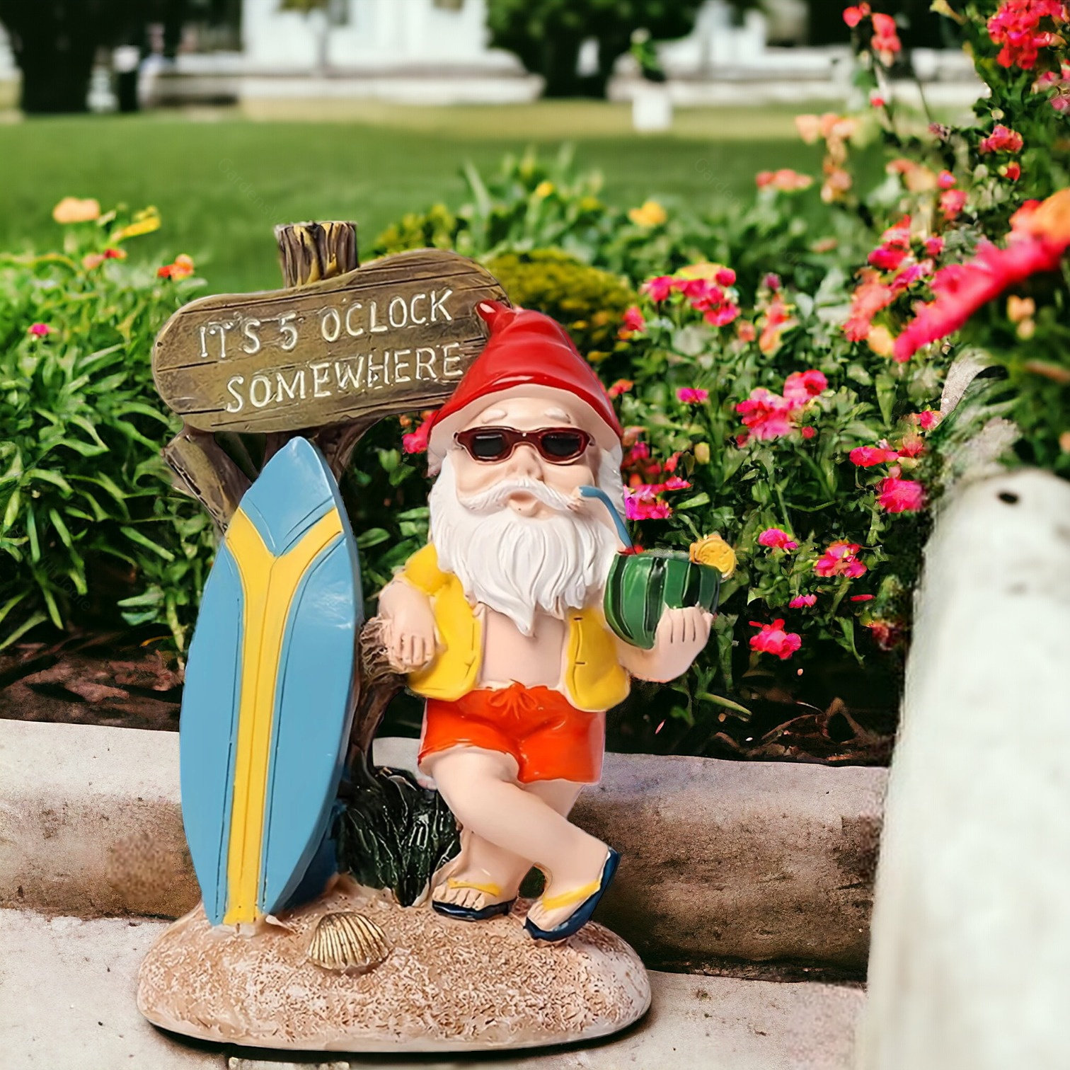 Summer Surfboard Gnome Garden Gnomes, Outdoor Statues, Garden Home ...