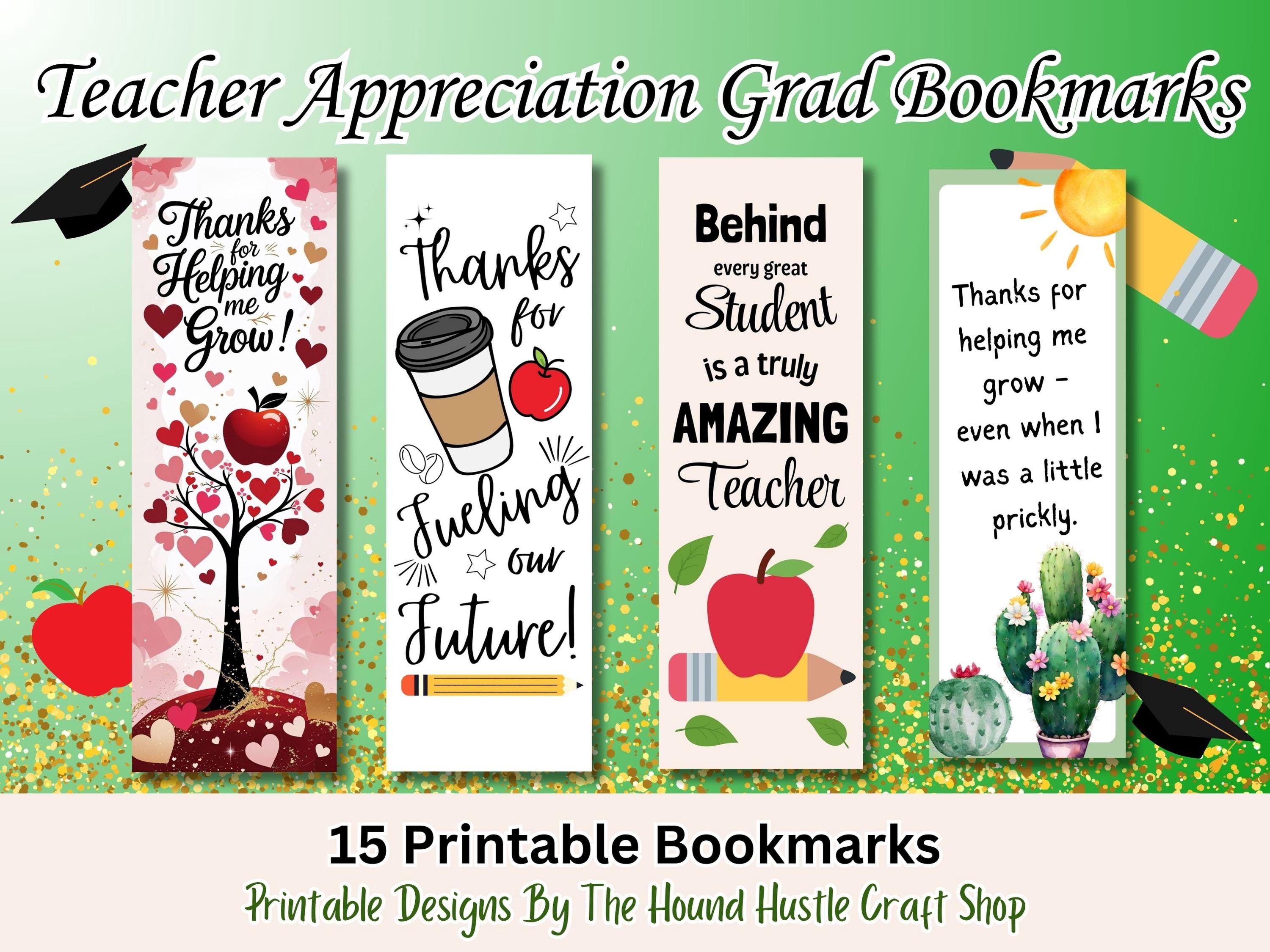 Teacher Appreciation Bookmarks, Teacher Week Bookmark Set, Printable ...