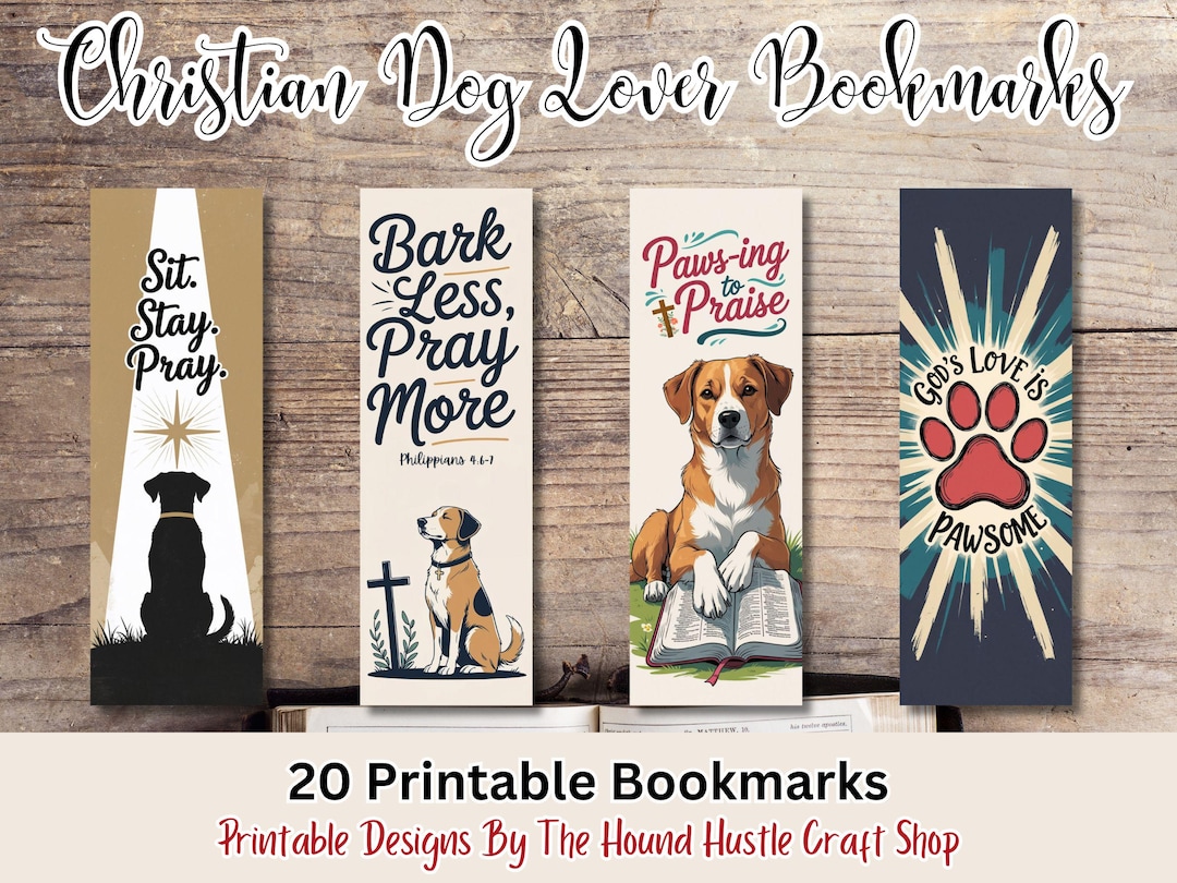 Dog-themed Christian Bookmarks, Faith-based Printable 20 Set, Bible ...