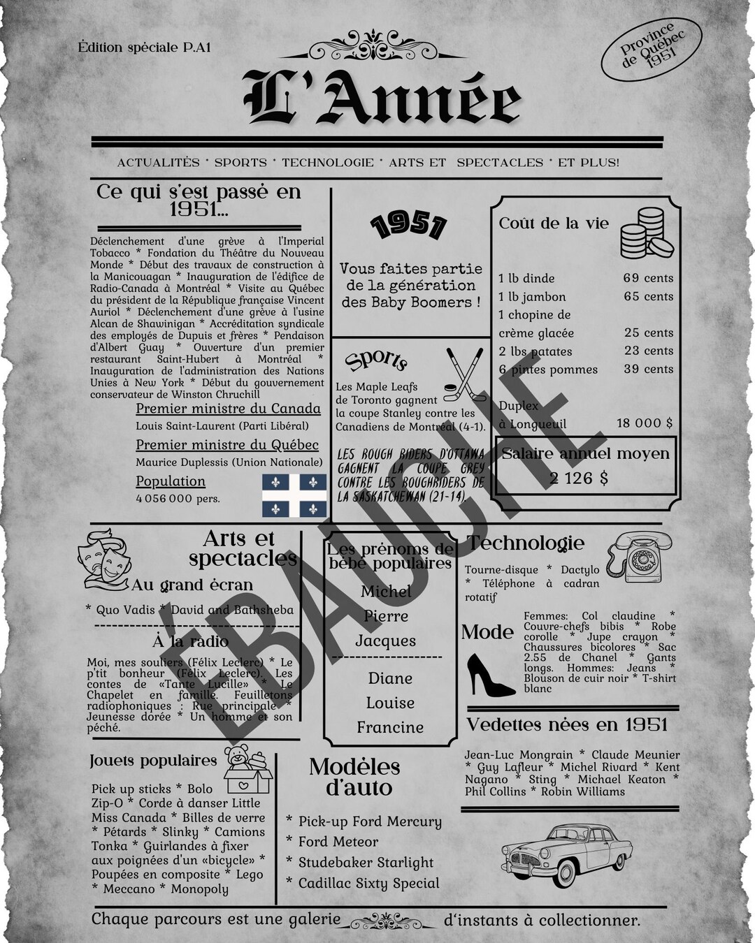 1951 Old Gray Newspaper Poster - Etsy