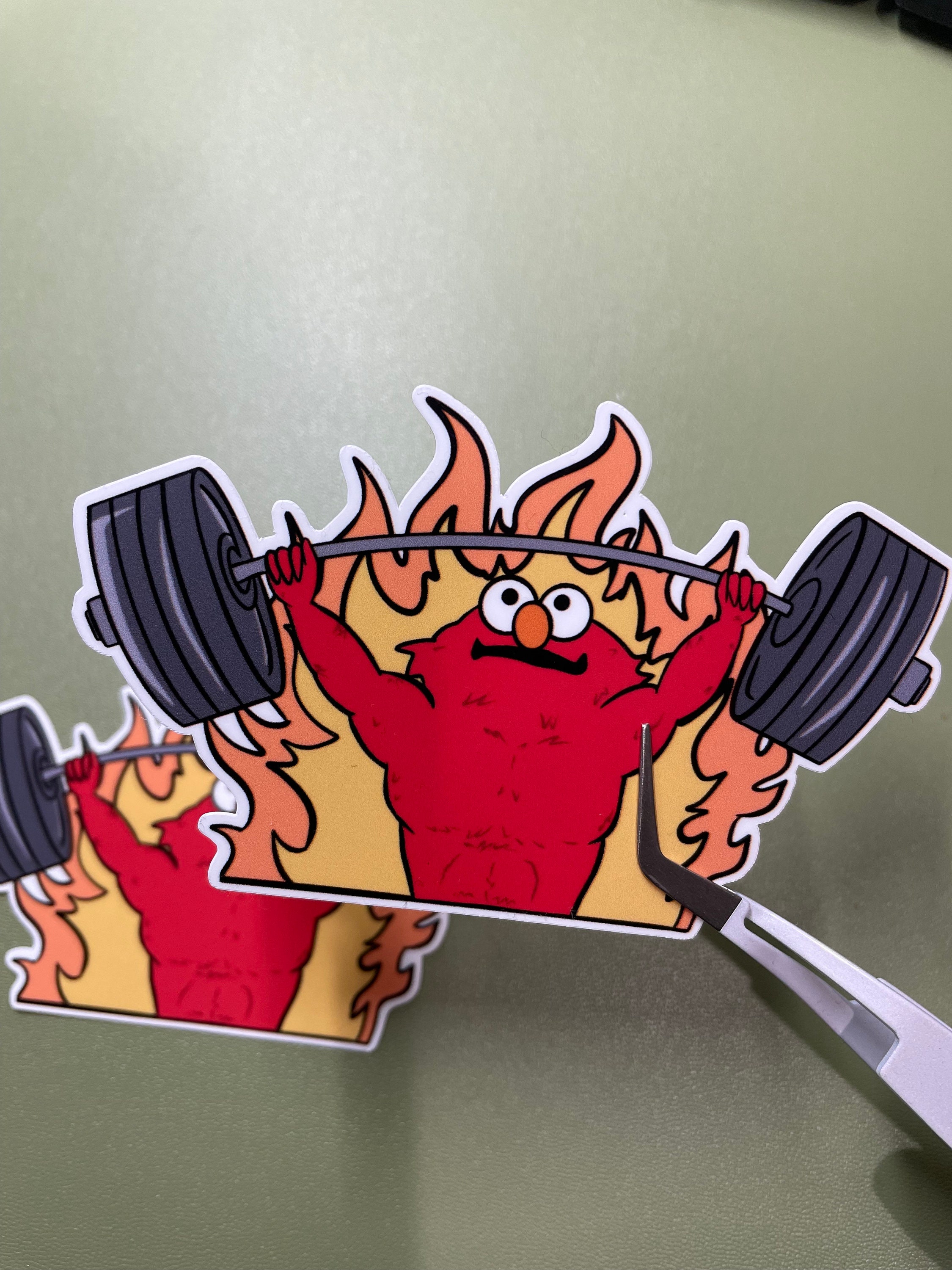 Buff Elmo Meme Inspired Sticker. Gym Sticker for Your Hydroflask ...