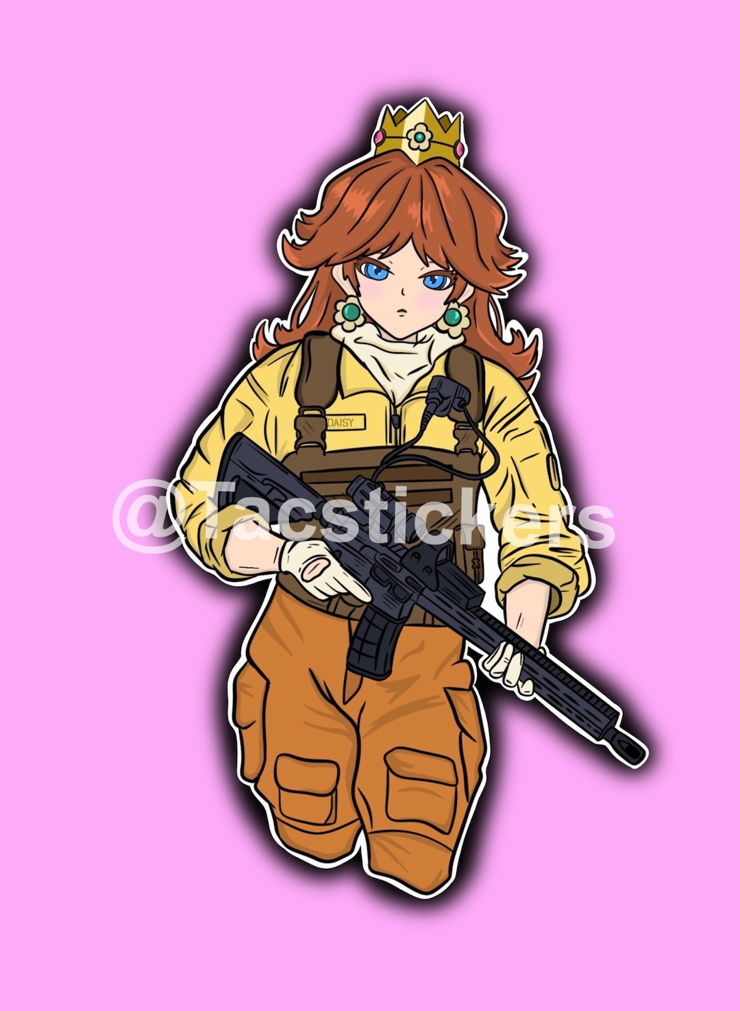 Tactical Super Mario Bros Princess Daisy Tactical Sticker Military Morale Sticker - Etsy