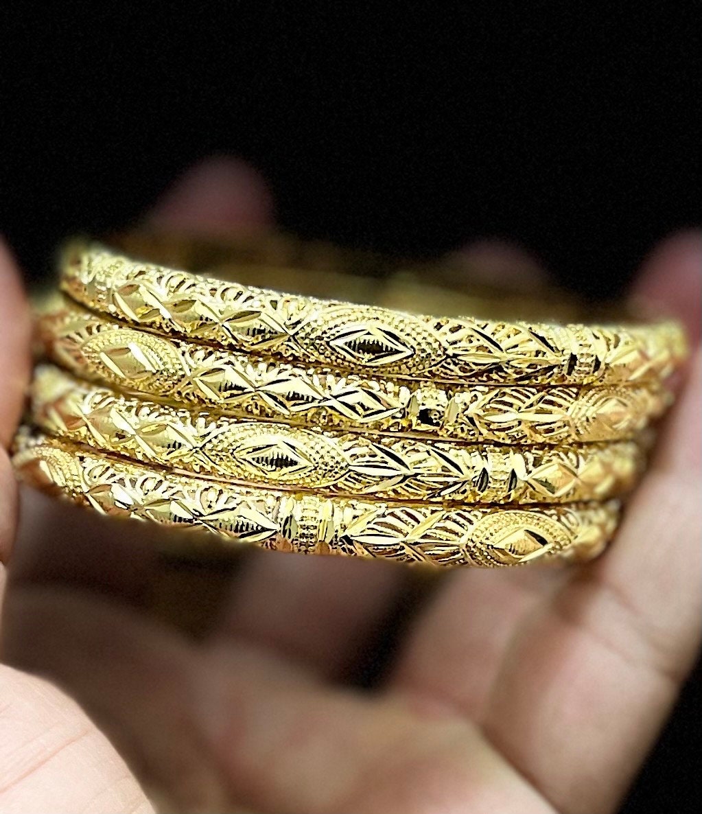 Dubai Gold Bangles, 24k Dubai Gold Plated Bangles, Wedding Jewelry ...