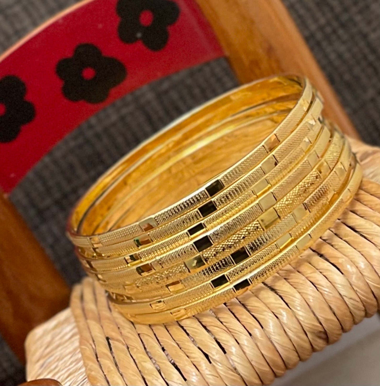 Stacking Gold Bangles, Gold Bangles Gift for Women, Slip on Bangles ...
