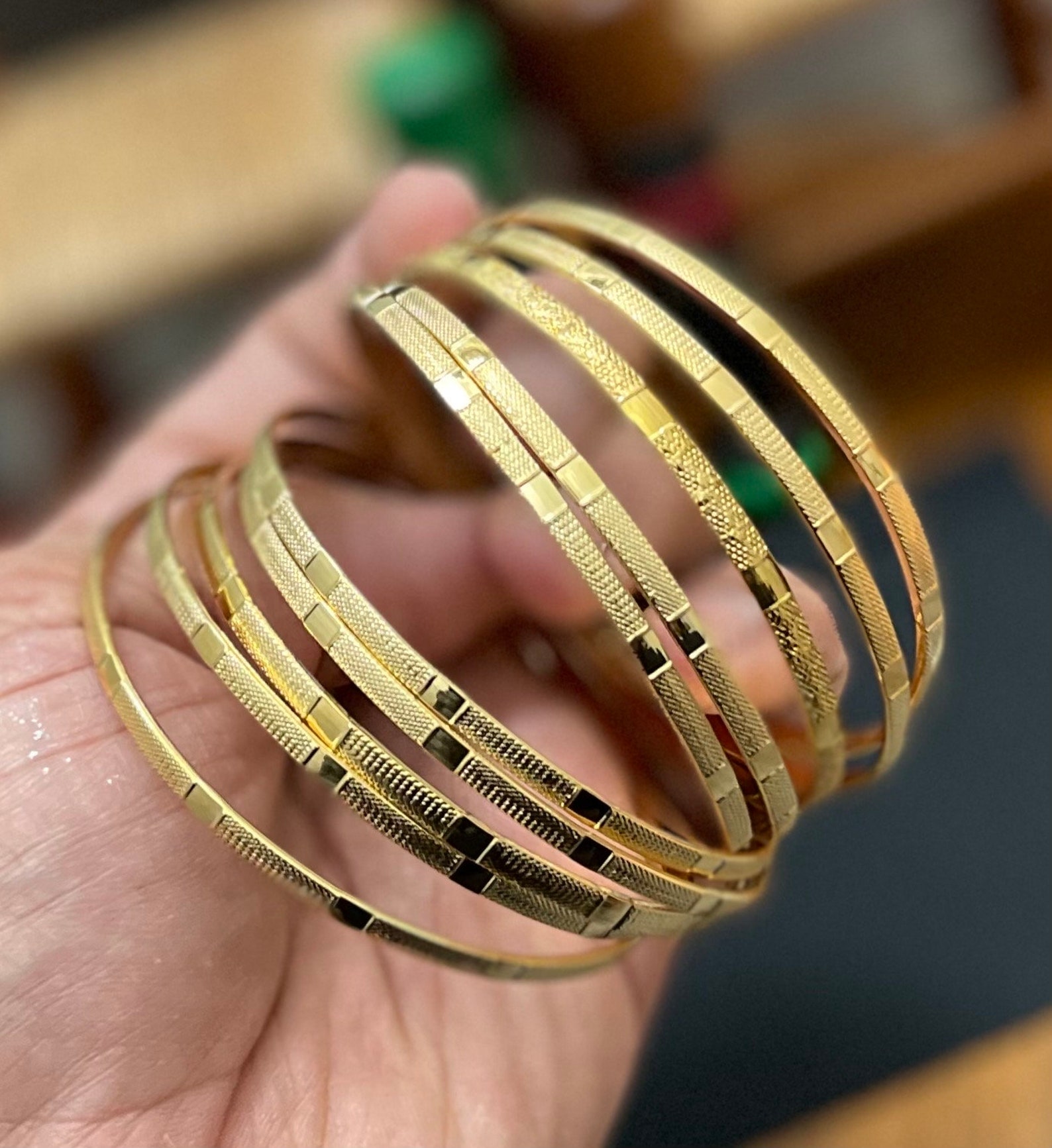 Stacking Gold Bangles, Gold Bangles Gift for Women, Slip on Bangles ...