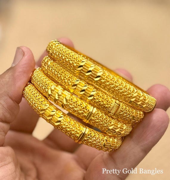 Gold Bangles Gift for Women Dubai Gold Plated Bangles Gold Bracelet Bridesmaid Gift Gold Bangles Etsy