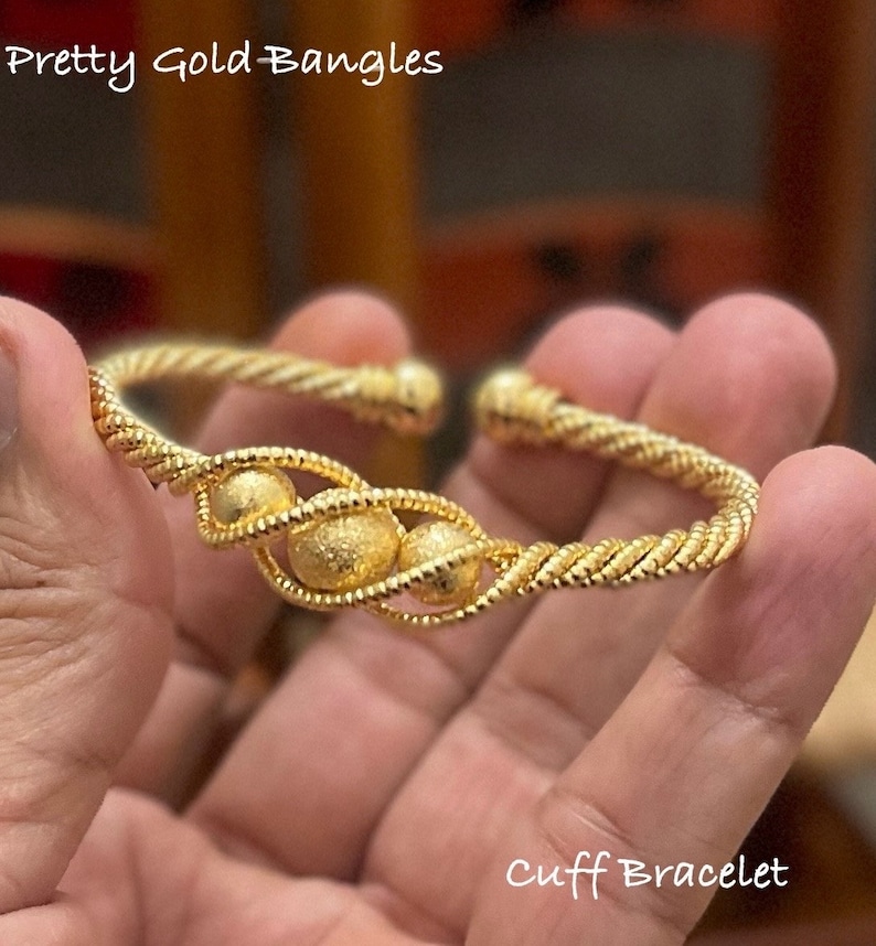 Cuff Bracelet, Stacking Gold Cuff Bracelet, Gold Bangles Gift for Women ...