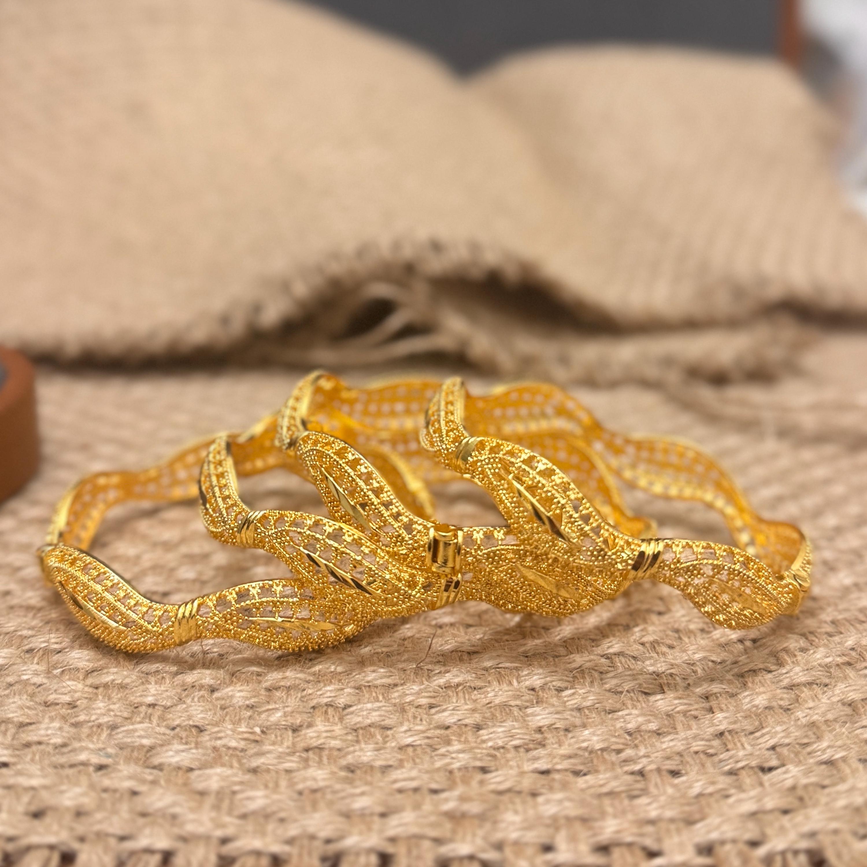 Gold Bangles 24K Gold Plated Bangles Indian Bridal Jewelry Wedding Gold Bracelet Arab Jewelry Gift for Her