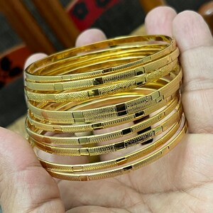 Stacking Gold Bangles, Gold Bangles Gift for Women, Slip on Bangles ...