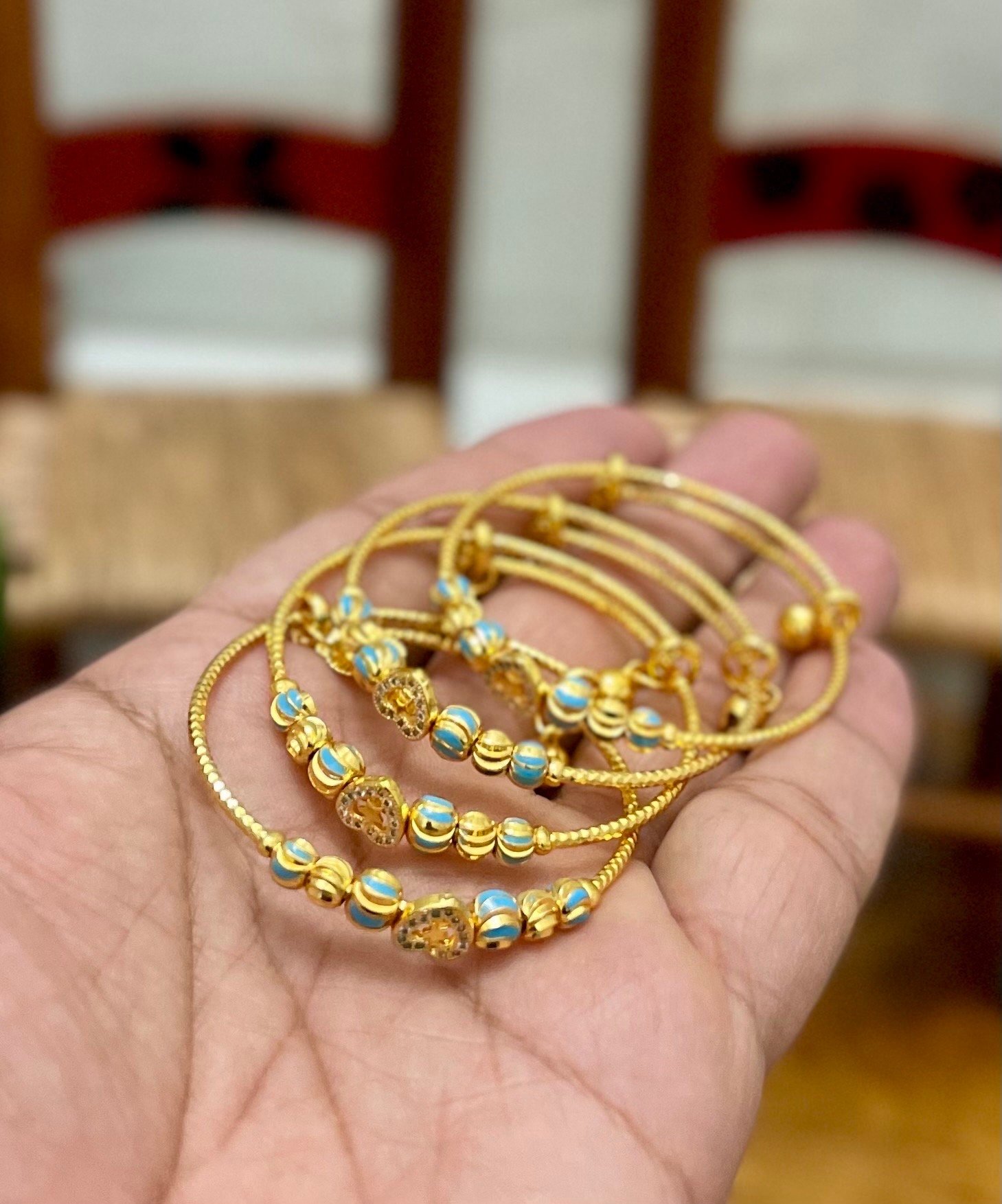 Children Gold Bangles, Bangles for Kids, Adjustable Bangles, Small Size ...