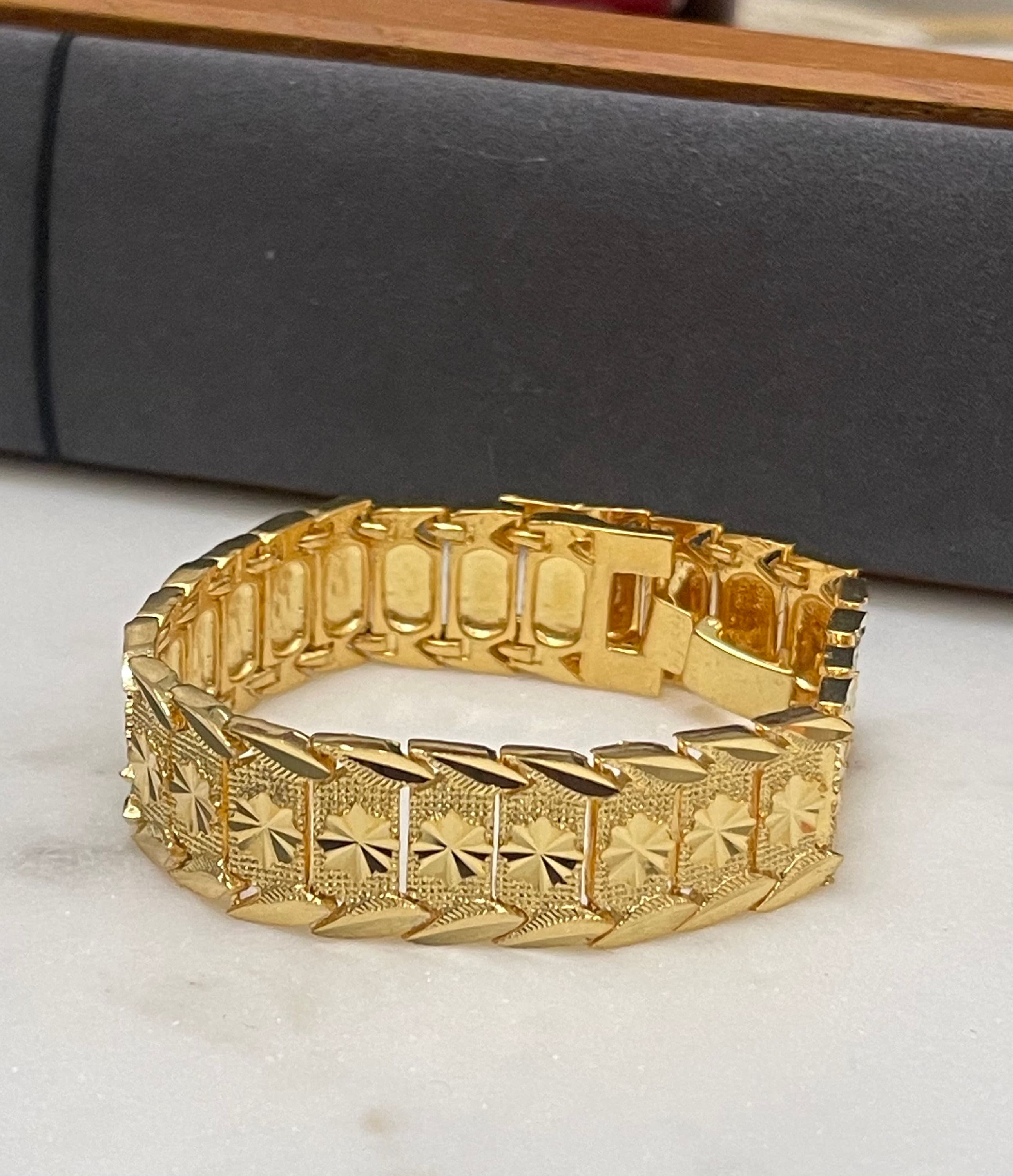 24k Dubai Gold Plated Men's Bracelet: Handmade Jewelry Gift - Etsy
