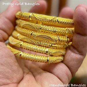 24k Dubai Gold Plated Bangles, Wedding Gold Bangles, Gold Bangles, Gold ...