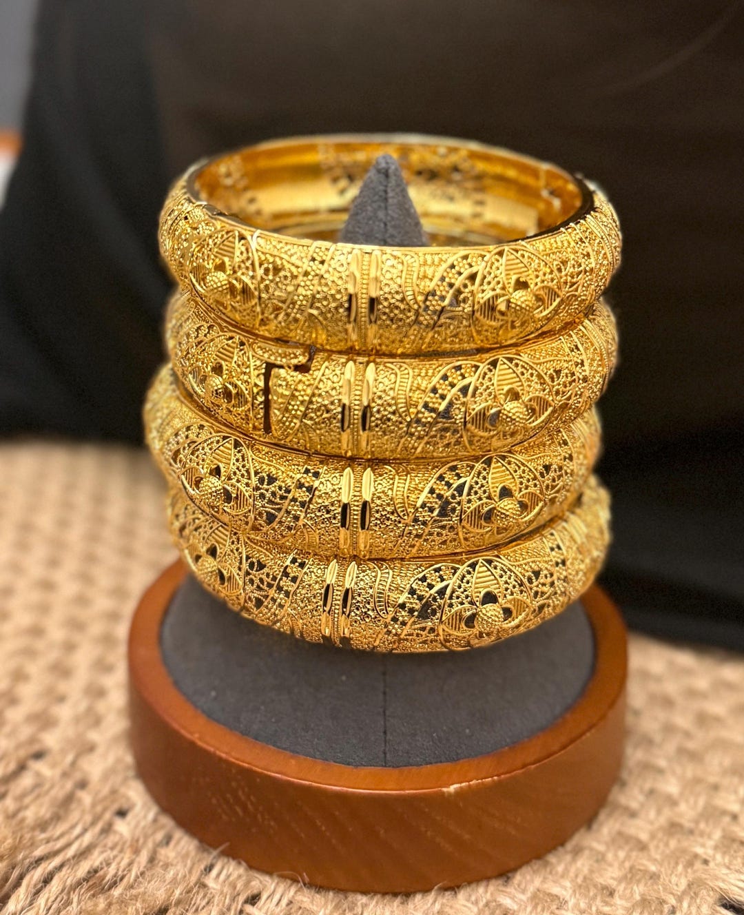 Gold Bangles, 24k Dubai Gold Plated Bangles for Women, Thick Gold ...