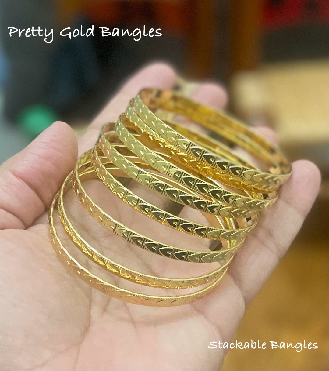 Stackable Gold Bangles, Slip on Bangles, Gold Bangles, Gold Bracelet ...