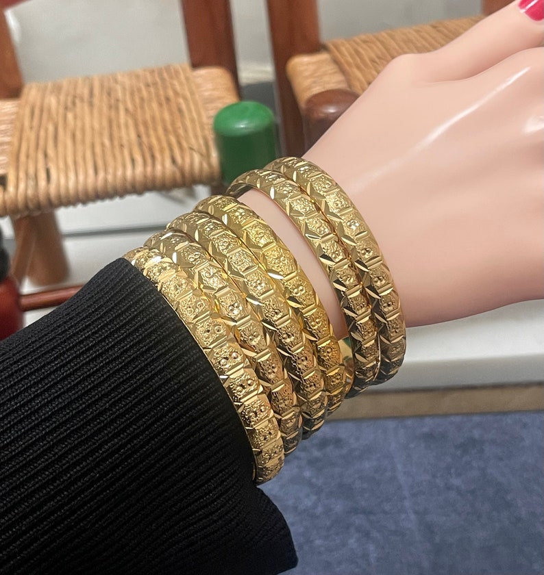 Stackable Gold Bangles, 24k Dubai Gold Plated Bangles, Gold Bangles ...
