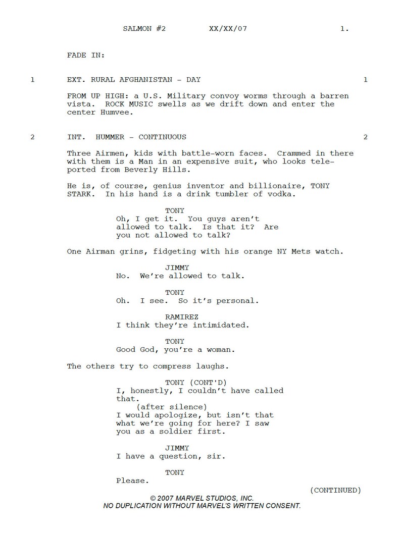Iron Man Movie Script Screenplay Gift for Film Buffs Gift for Movie ...