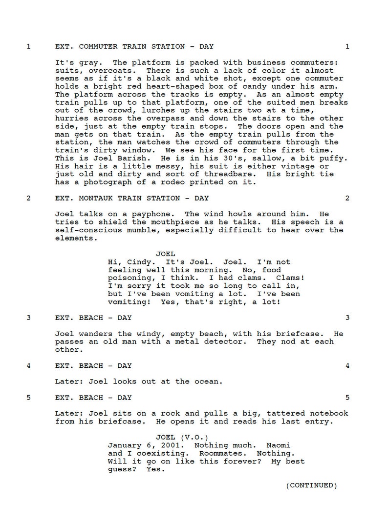 Eternal Sunshine of the Spotless Mind Movie Script Screenplay Gift for ...