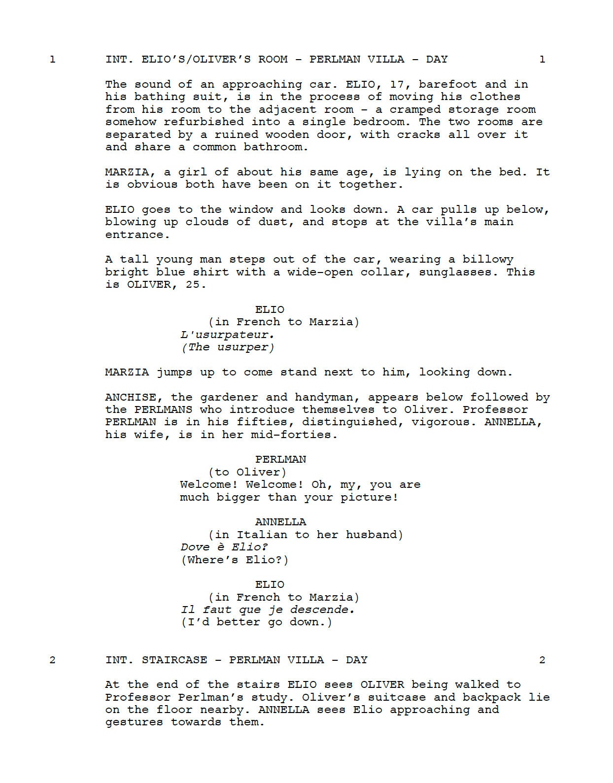 Call Me by Your Name Movie Script Screenplay Gift for Film Buffs Gift ...