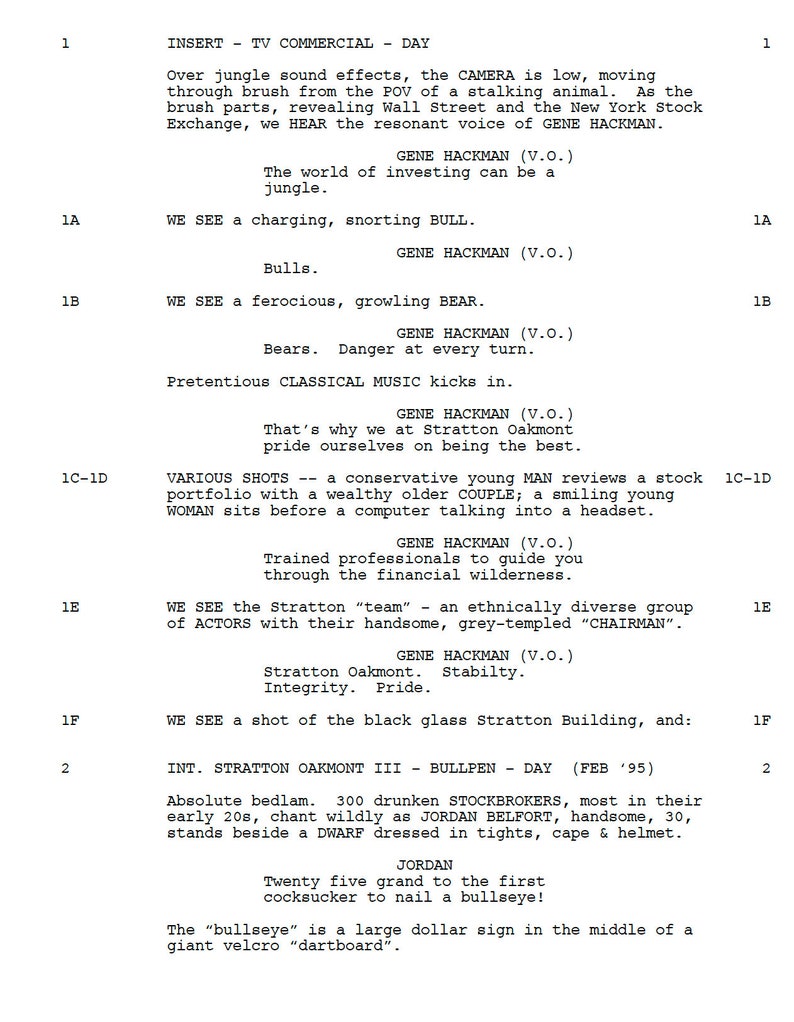 The Wolf of Wall Street Movie Script Screenplay Gift for Film Buffs ...