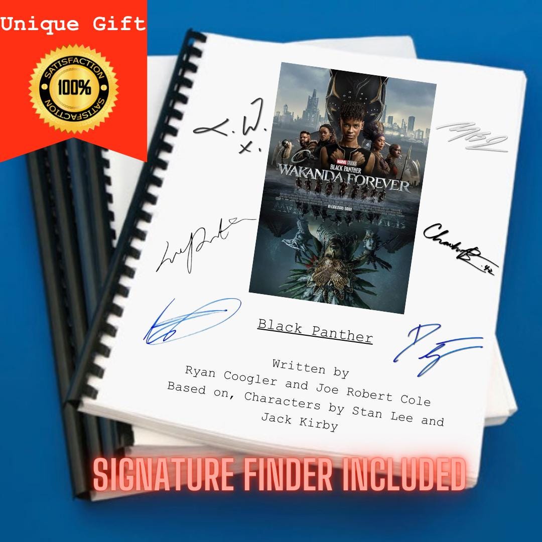 Black Panther Wakanda Forever Movie Script Screenplay Gift for Film ...