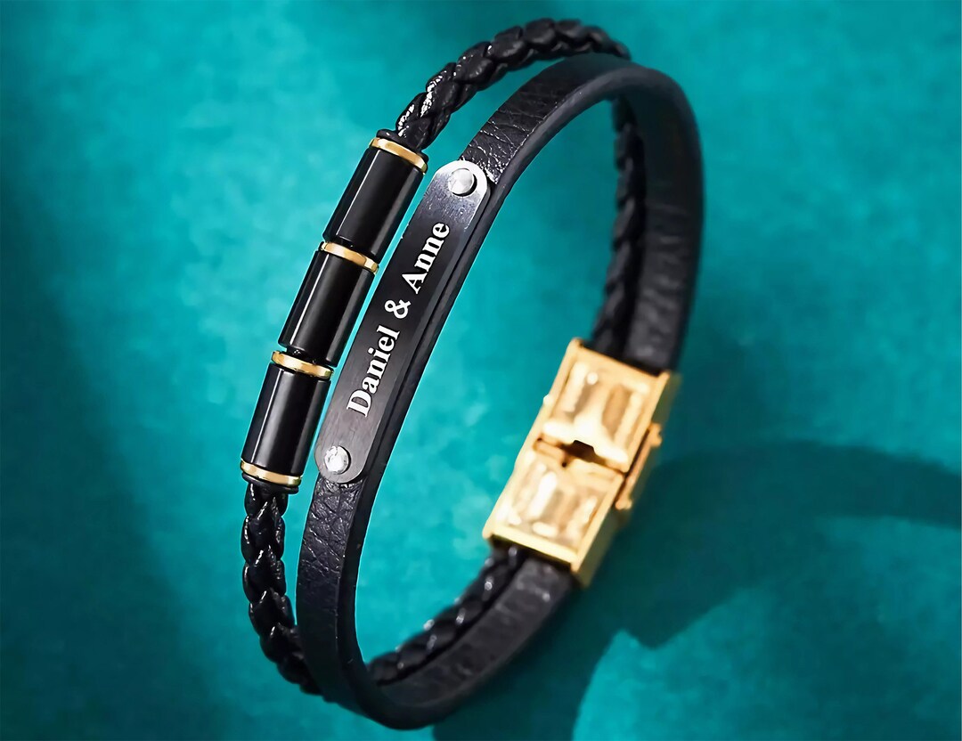 Custom Engraved Multy Layer Retro Style Men's Leather - Etsy