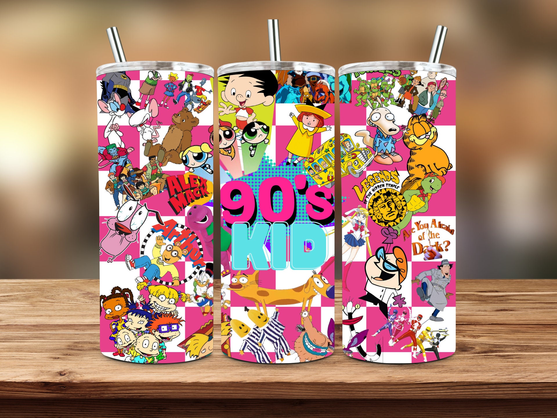 90's Kid Cartoons 20oz Skinny Tumbler Wrap, Sublimation, Digital ...