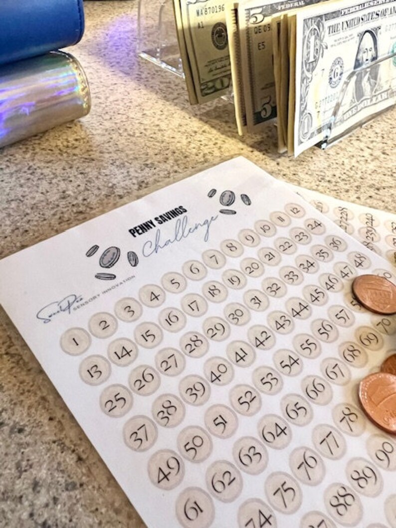 Digital Download Penny Savings Challenge Tracker Easy Savings ADHD ...