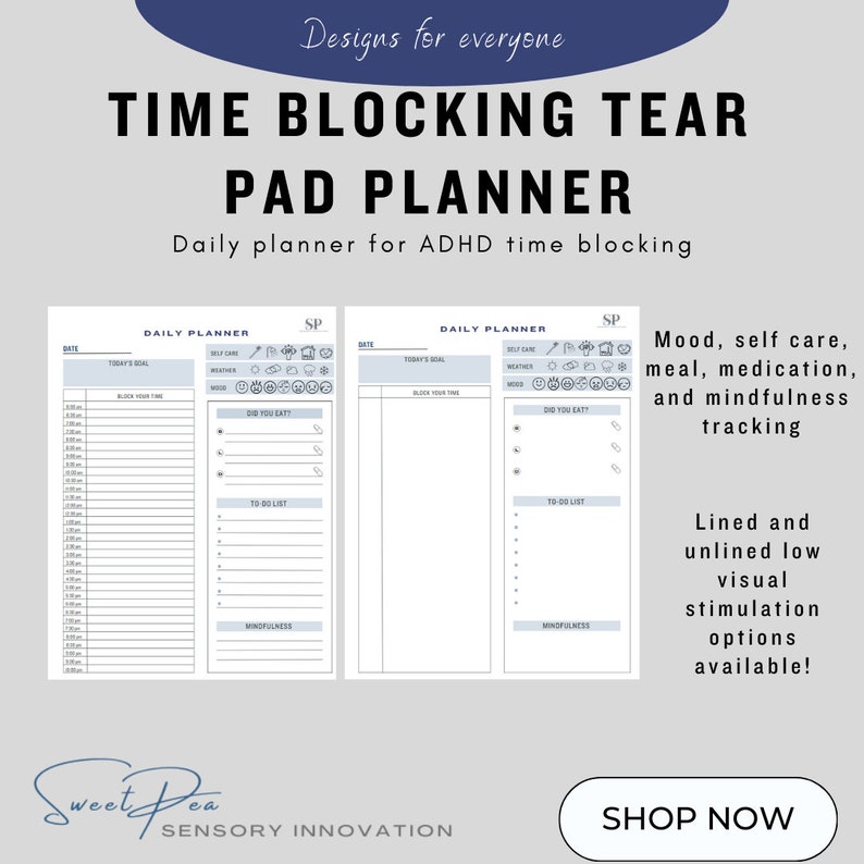 Time Blocking Daily Planner for ADHD 2 Views, Neurodivergence, 100 ...