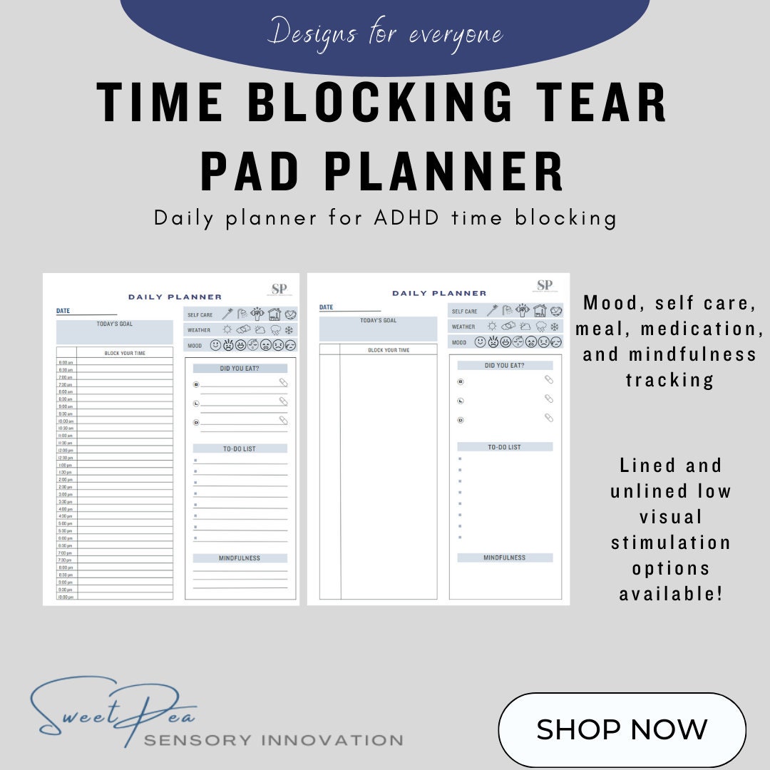 Time Blocking Daily Planner for ADHD 2 Views, Neurodivergence, 100 ...