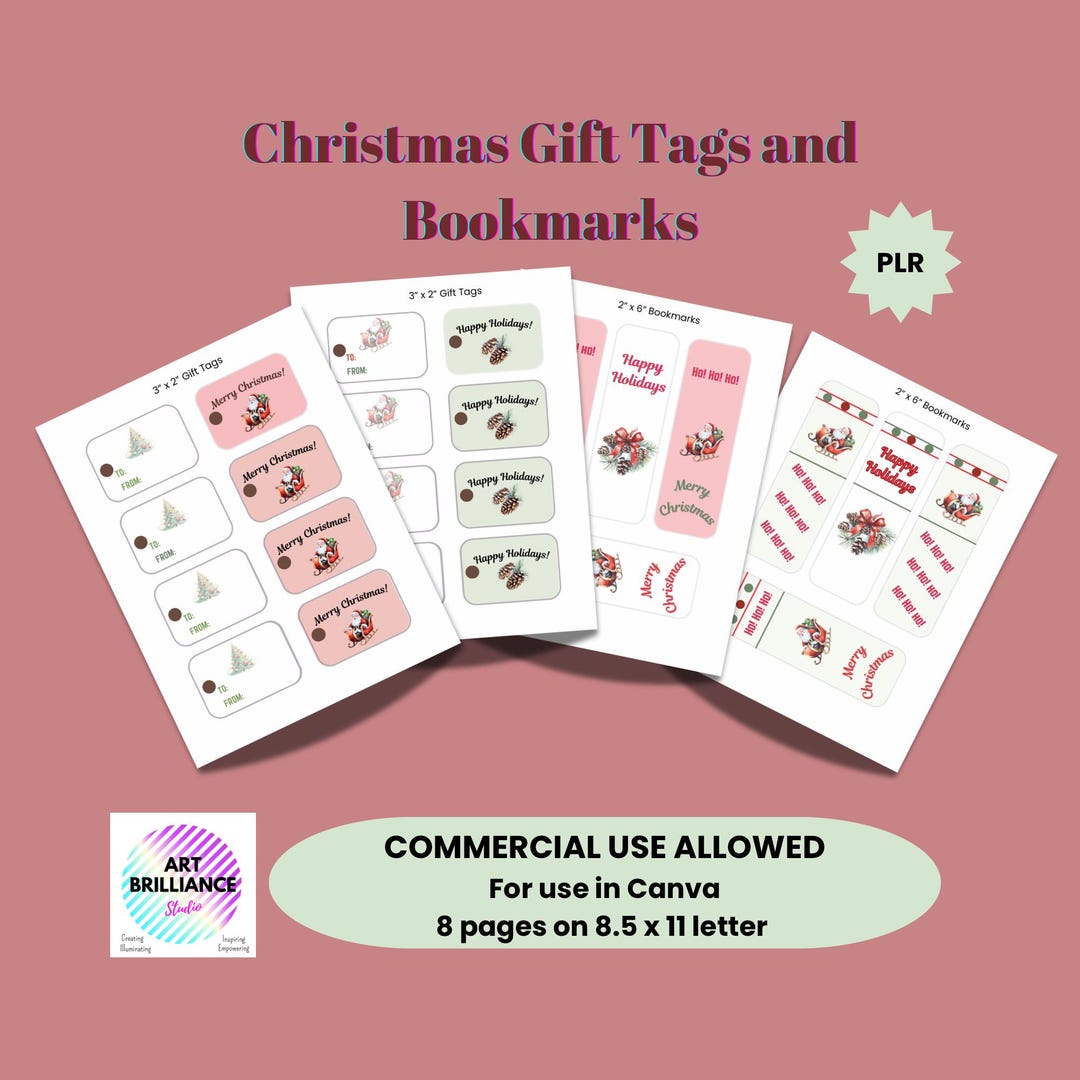Christmas Gift Tags Hang Tags Printable Christmas Bookmarks ...
