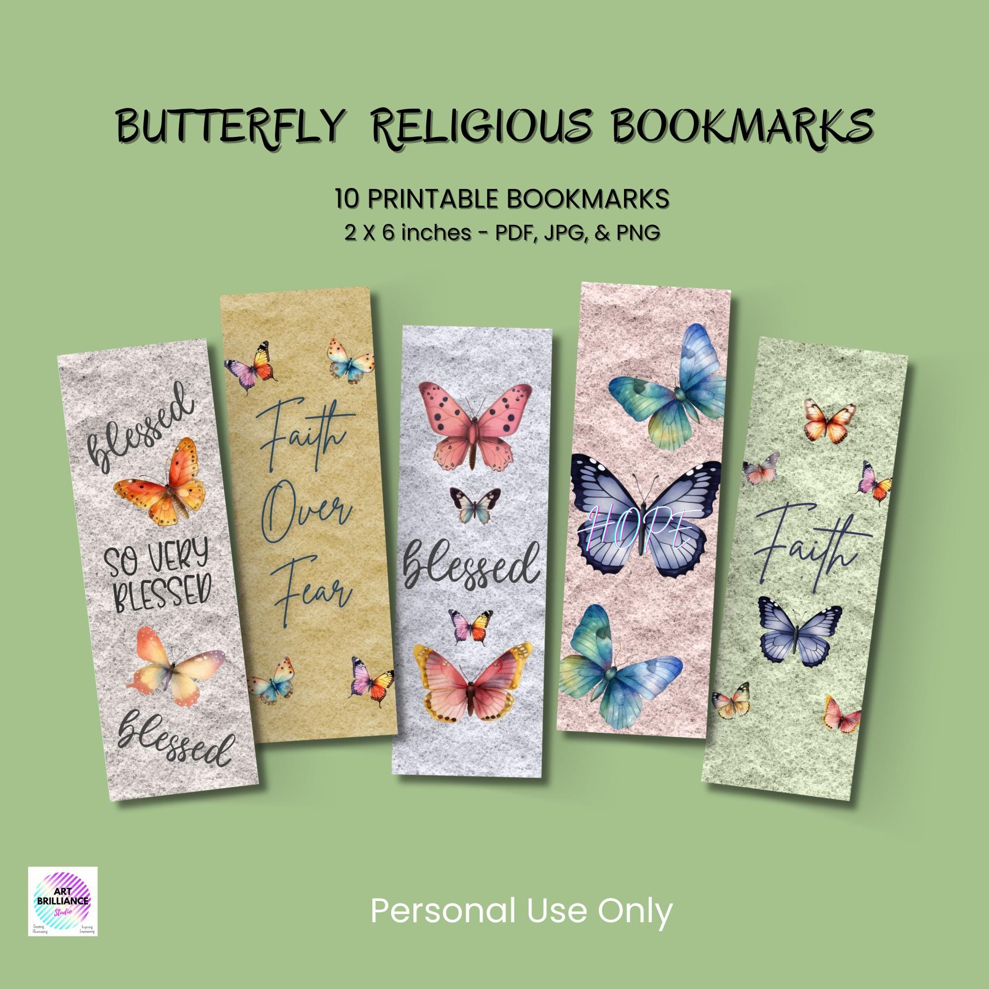 Butterfly Religious Bookmark Printable Bible Bookmark Digital Scripture ...