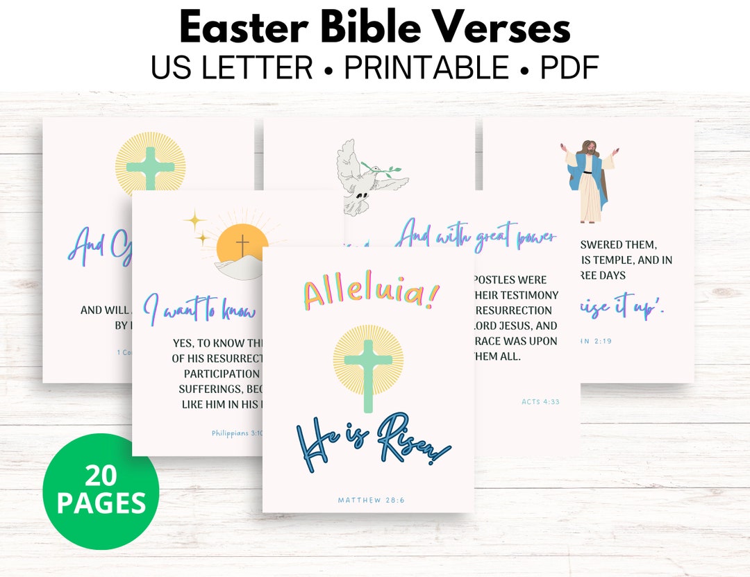 Easter Bible Verses, Easter Scripture Printable, He is Risen, Christian ...