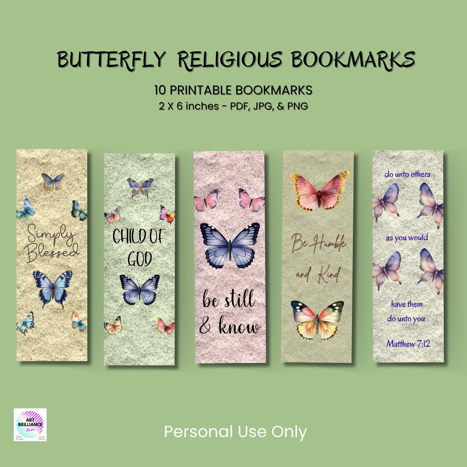 Butterfly Religious Bookmark Printable Bible Bookmark Digital Scripture ...