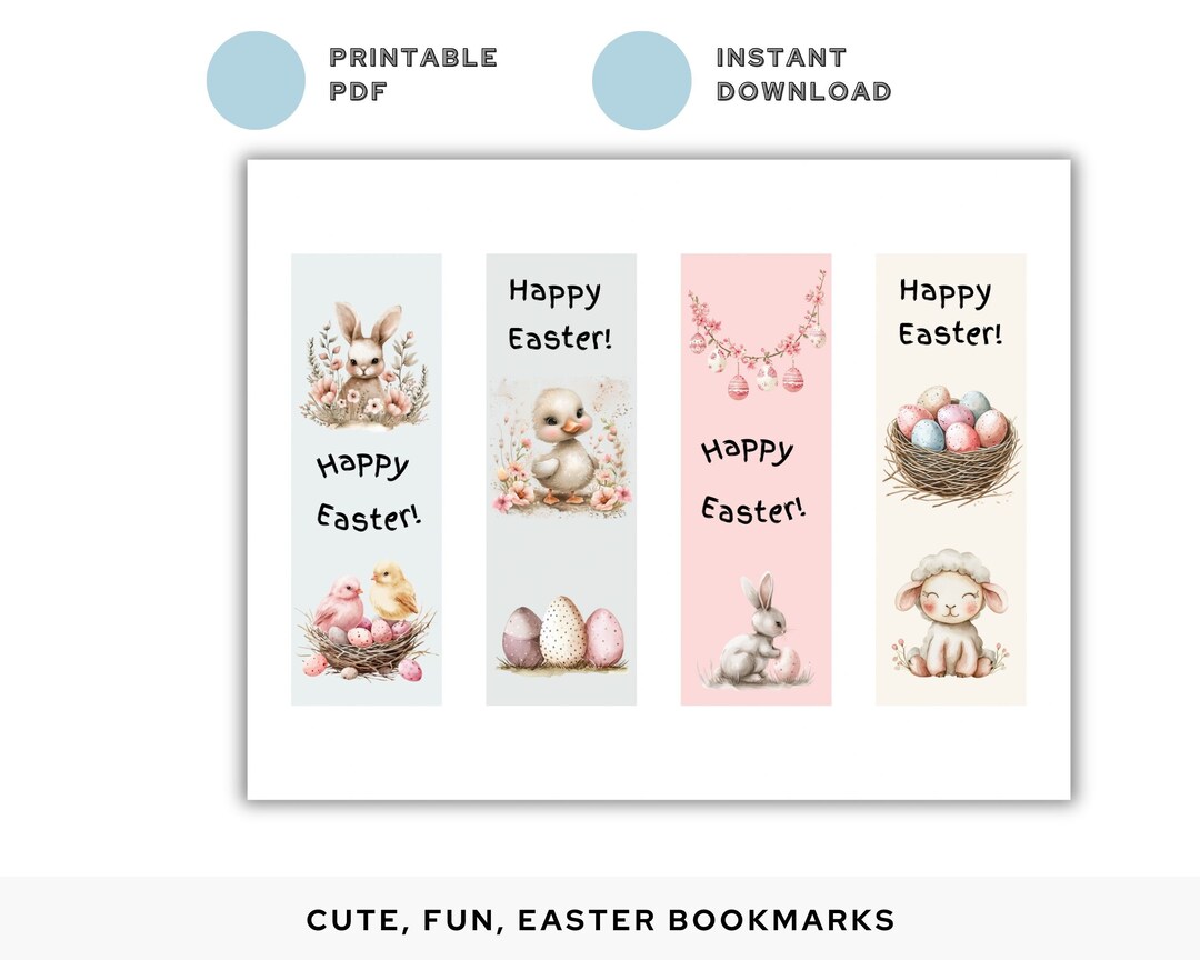 Easter Bookmark, Printable Easter Bookmark, Digital Easter Bookmark ...
