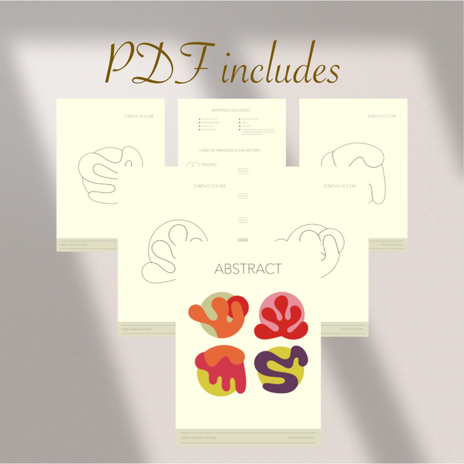 Abstract Bundle Mug Rug Punch Needle PDF Pattern for Beginners Instant Download Punch Needle ...